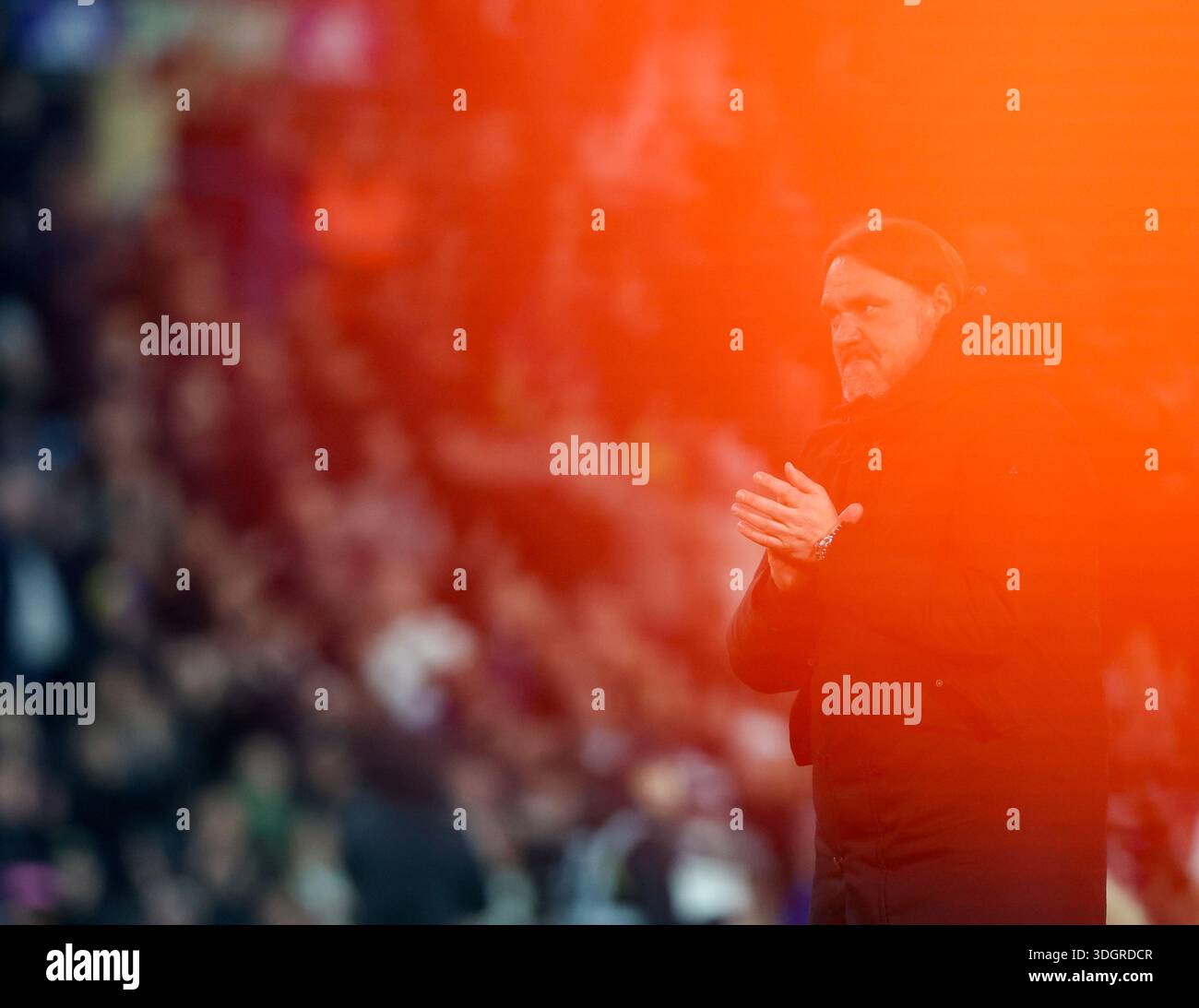 Leeds, UK. 17th Jan, 2026. Daniel Farke manager of Leeds United reacts ...