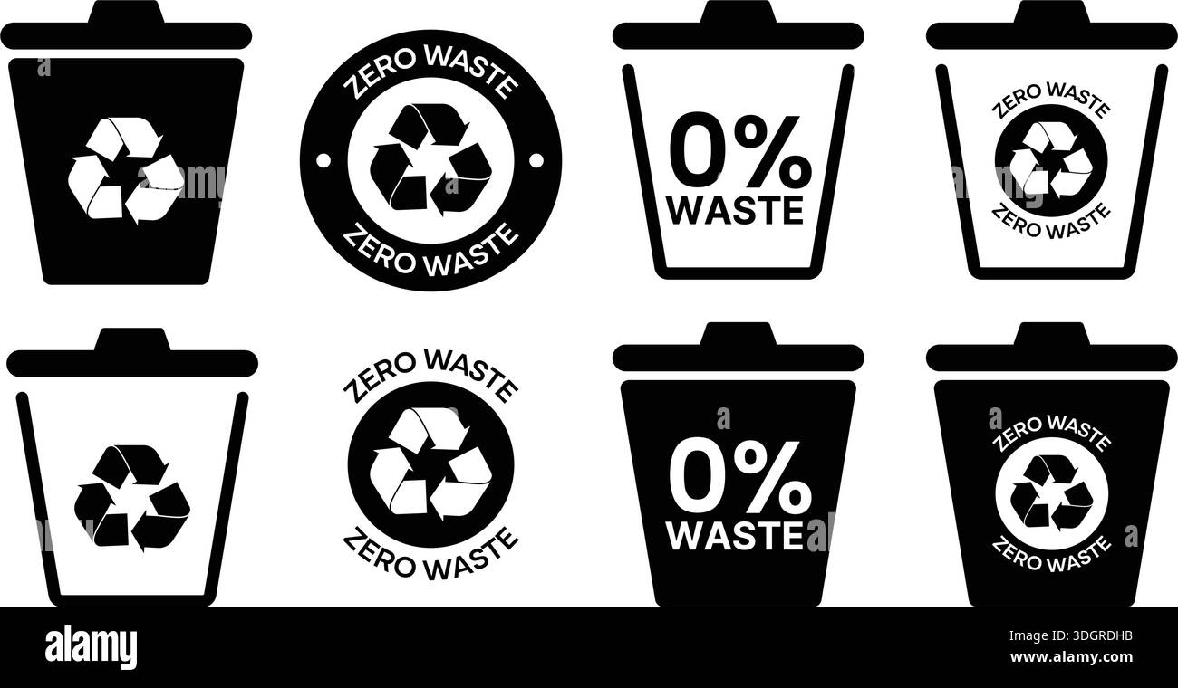 Title Zero Waste Management Icon Set – Sustainable Recycling Symbols ...