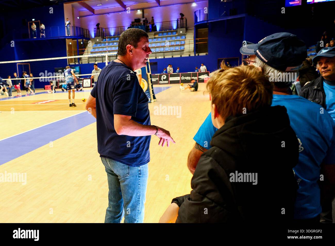 Patrick DUFLOS head coach of Toulouse with fans of Sete during the ...