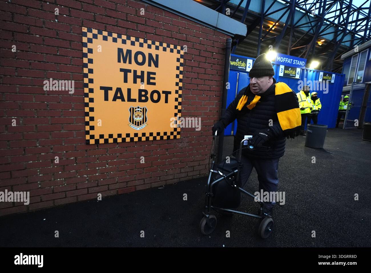 A sign saying 'Mon The Talbot' outside the stadium before the Scottish ...