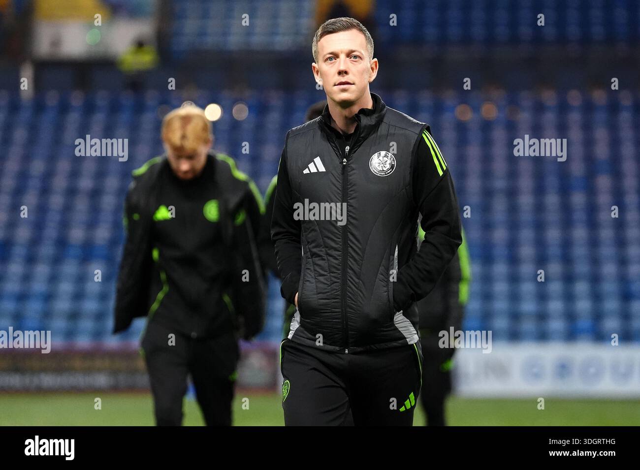 Celtic's Callum McGregor inspects the pitch before the Scottish Gas Men ...