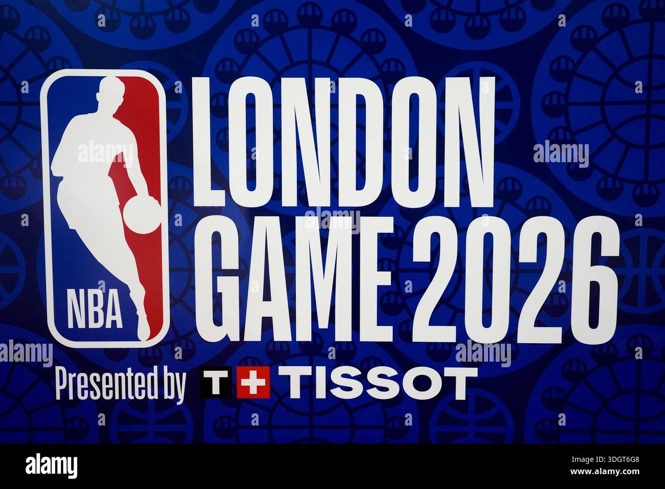 A view of the NBA London Game 2026 logo ahead of the NBA London Game ...
