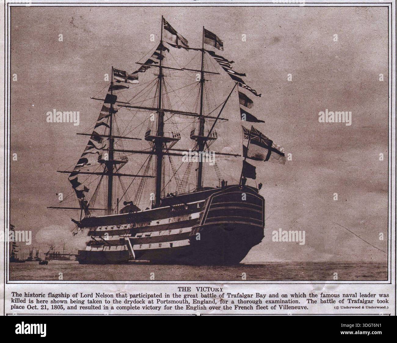 January 1922 -- Historic Flagship of Lord Nelson shown in drydock at ...