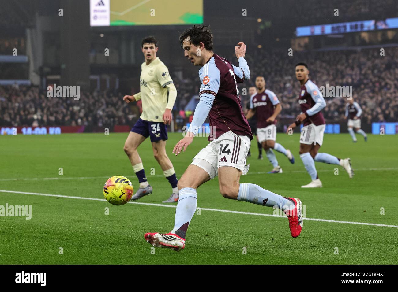 Pau Torres of Aston Villa clears the ball up field during the Premier ...