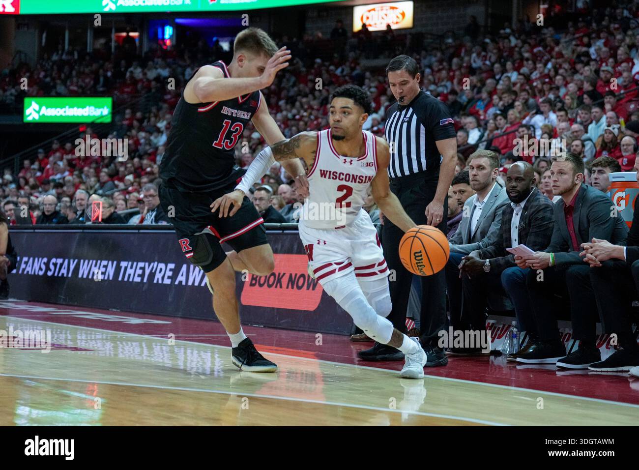 Wisconsin's Nick Boyd (2) against Rutgers' Harun Zrno (13) during the ...