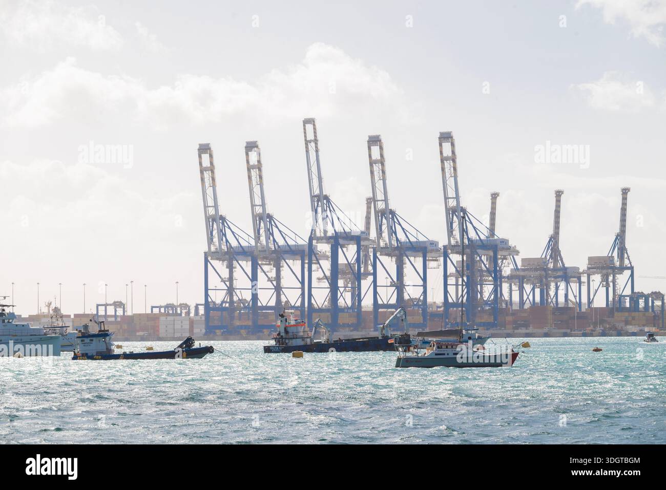 Malta Marsaxlokk Harbour, January 8, 2026, view of the container cargo ...