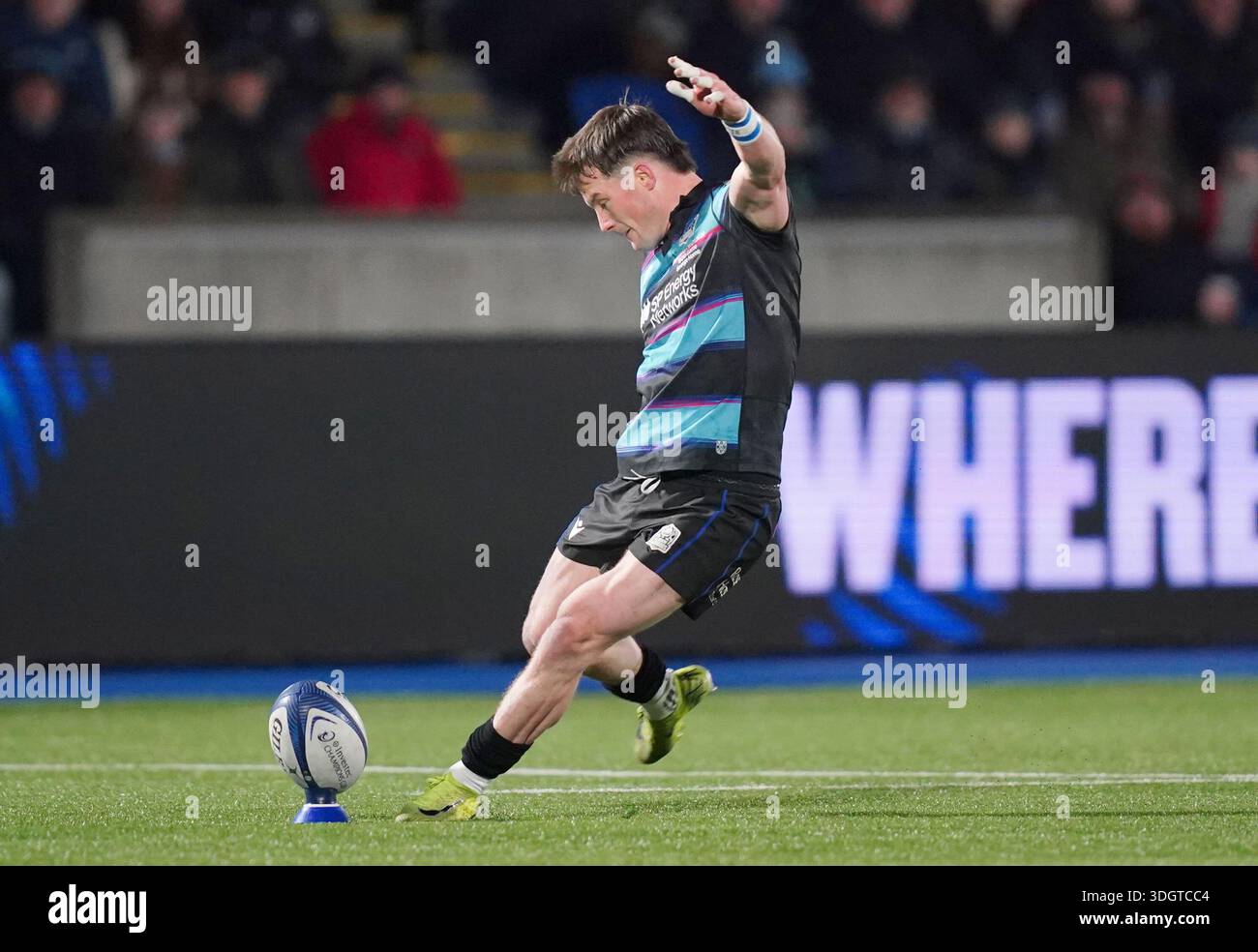 Glasgow Warriors' George Horne converts the first try during the ...