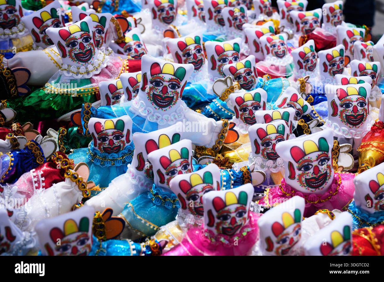 Dolls of Pepino, a character representing joy during Carnival, sit for ...