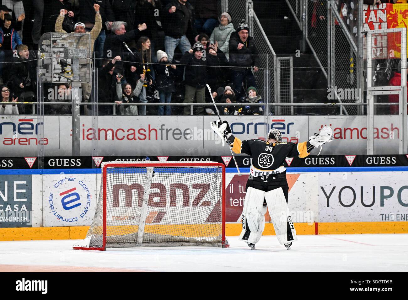 Porza, Switzerland. 18th Jan, 2026. 18/01/2026, Porza, Cornèr Arena, NL: HC Lugano - SCL Tigers ...