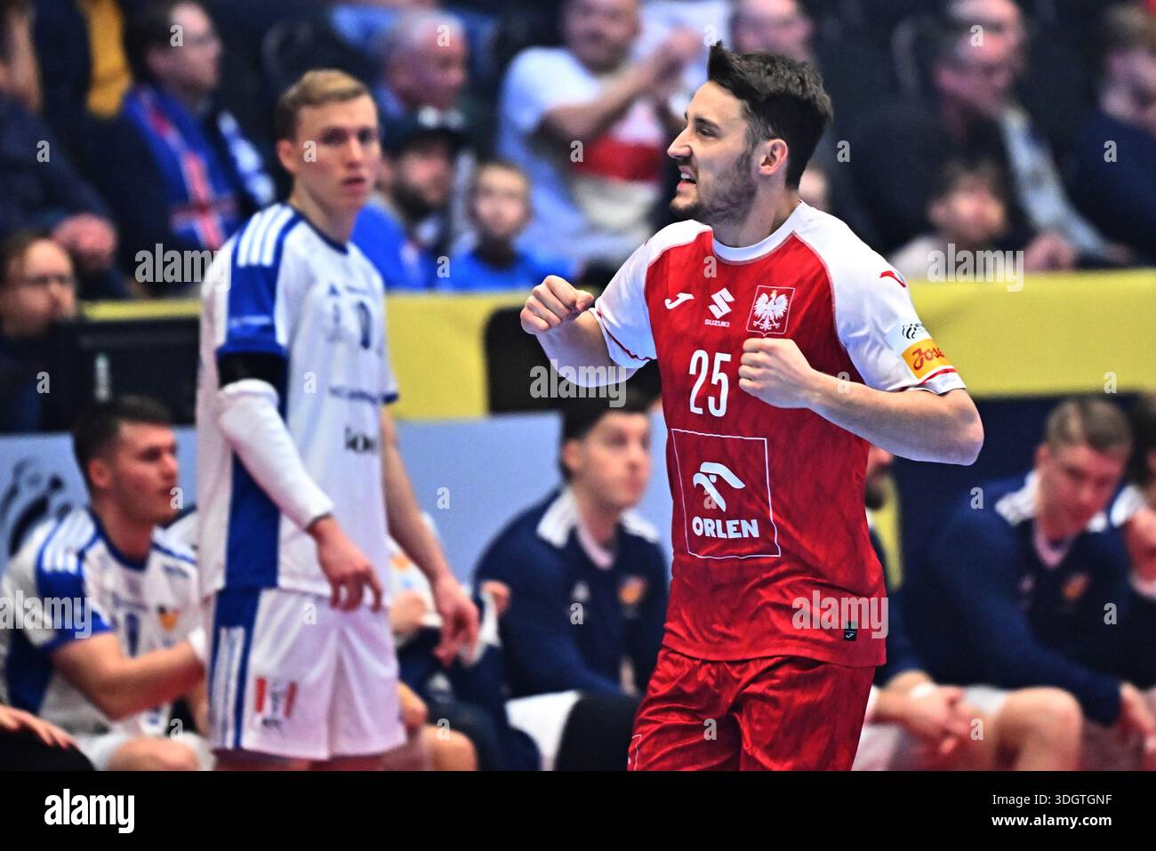 Poland's Piotr Jarosiewicz celebrates a goal during the European ...