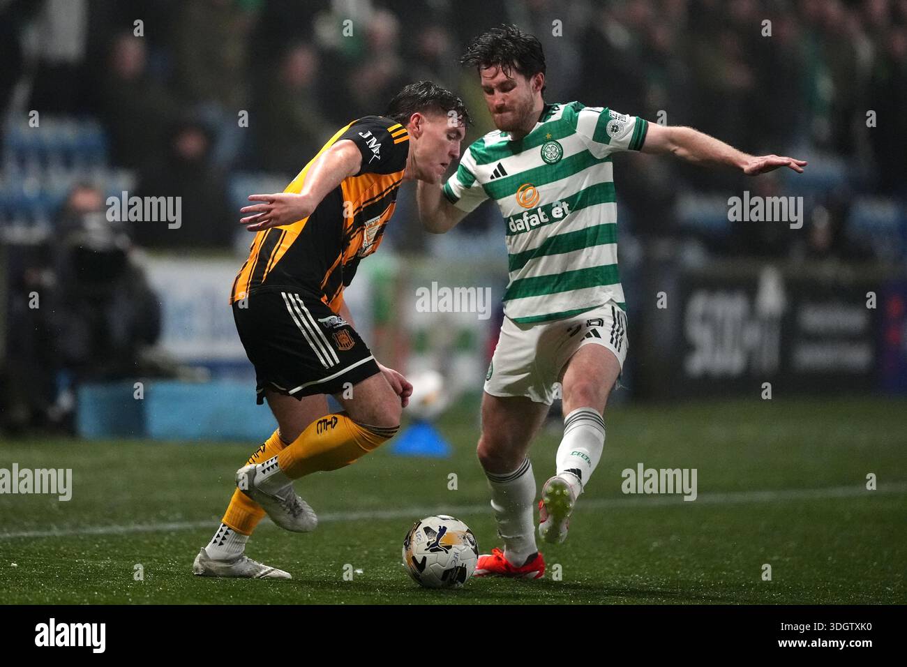 Auchinleck Talbot's Luke Main (left) and Celtic's Anthony Ralston ...