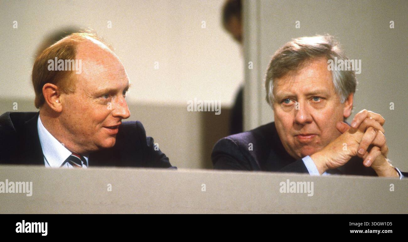 Leader of the Labour Party Neil Kinnock and Roy Hattersley, Deputy ...