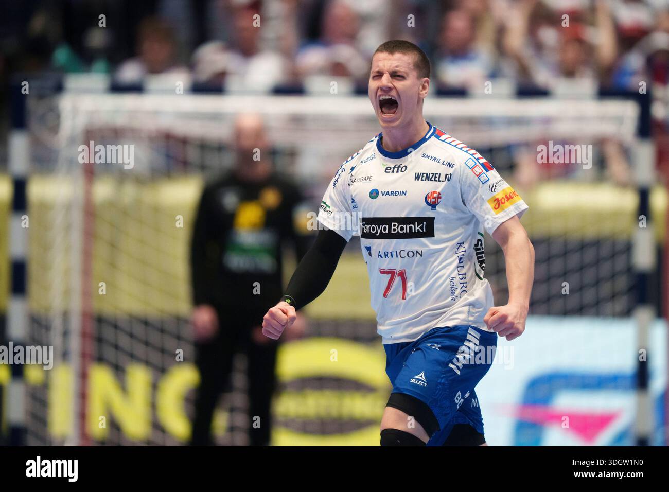 Oslo 20260116. The Faroe Islands' Elias á Skipagøtu during the EC ...