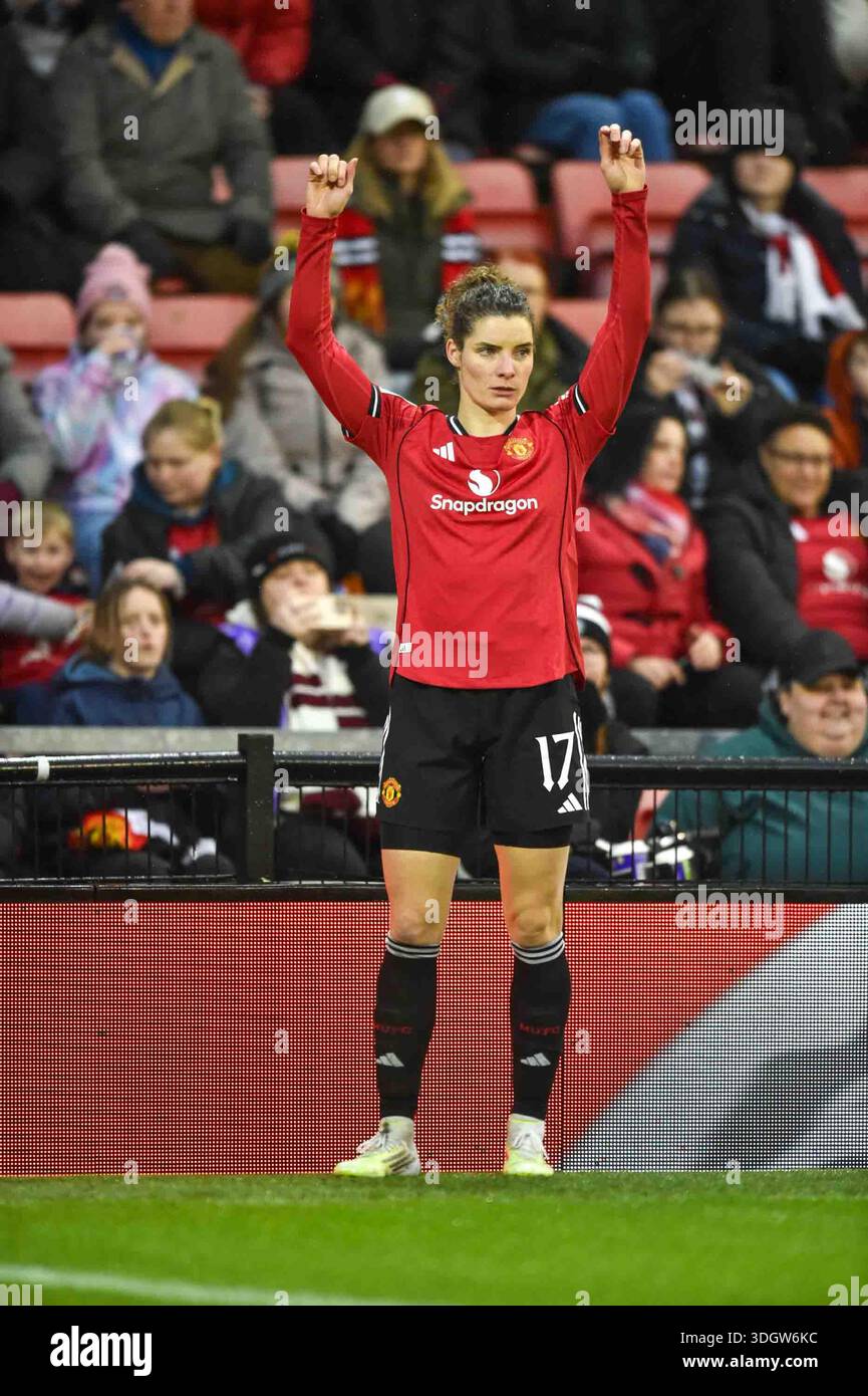 dominque Janssen (17 Manchester United) signalling her corner during ...