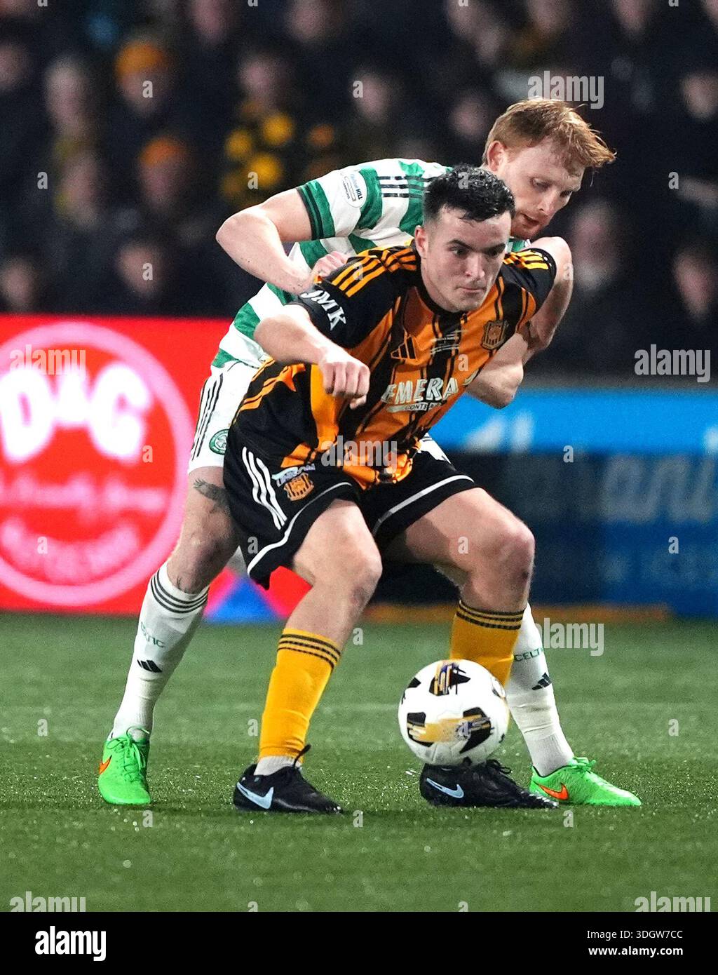 Celtic's Liam Scales (left) and Auchinleck Talbot's Kyle McAvoy battle ...