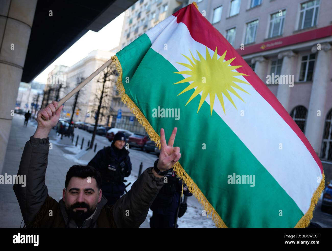 Kurdish nationals demonstrate in Warsaw, Poland on 18 January, 2026 ...