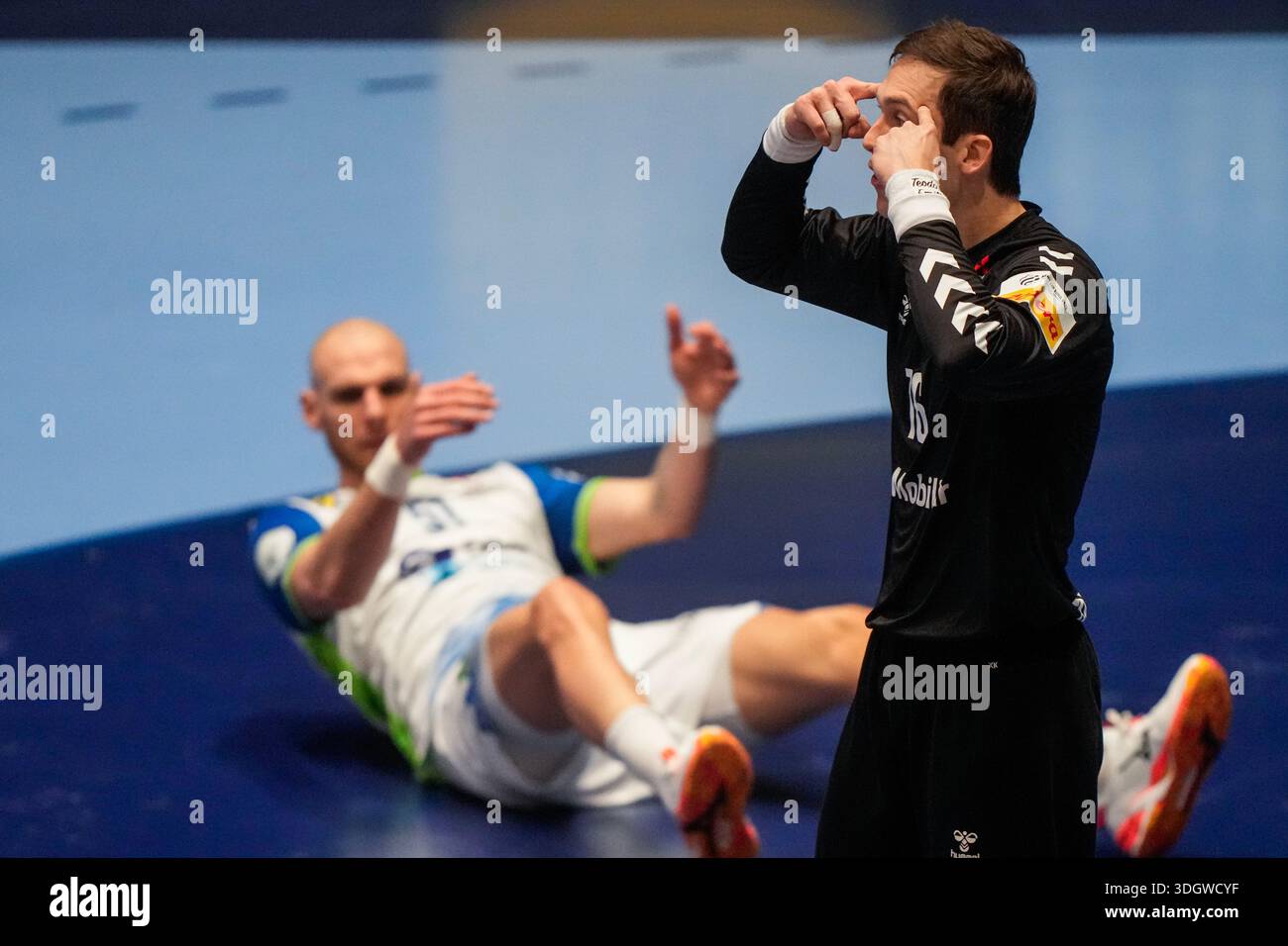 Bærum 20260118. Slovenia's goalkeeper Miljan Vujović during the ...