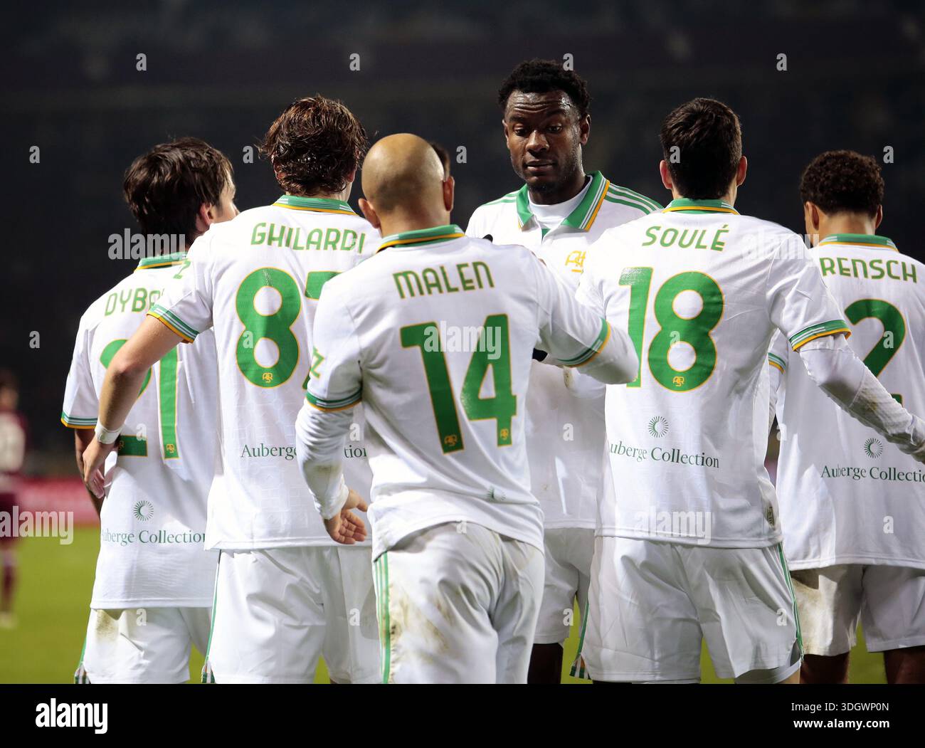 Paolo Dybala of AS Roma celebrating with team mates after a goal during ...