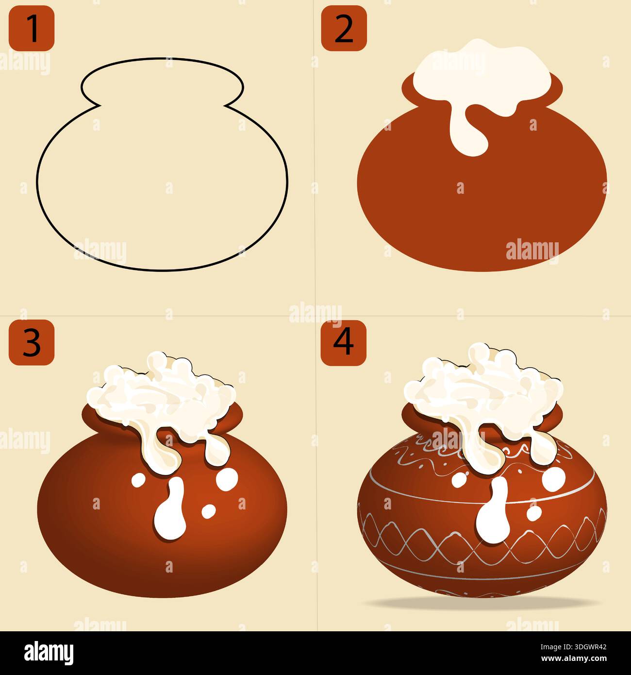 Pongal drawing steps hi-res stock photography and images - Alamy