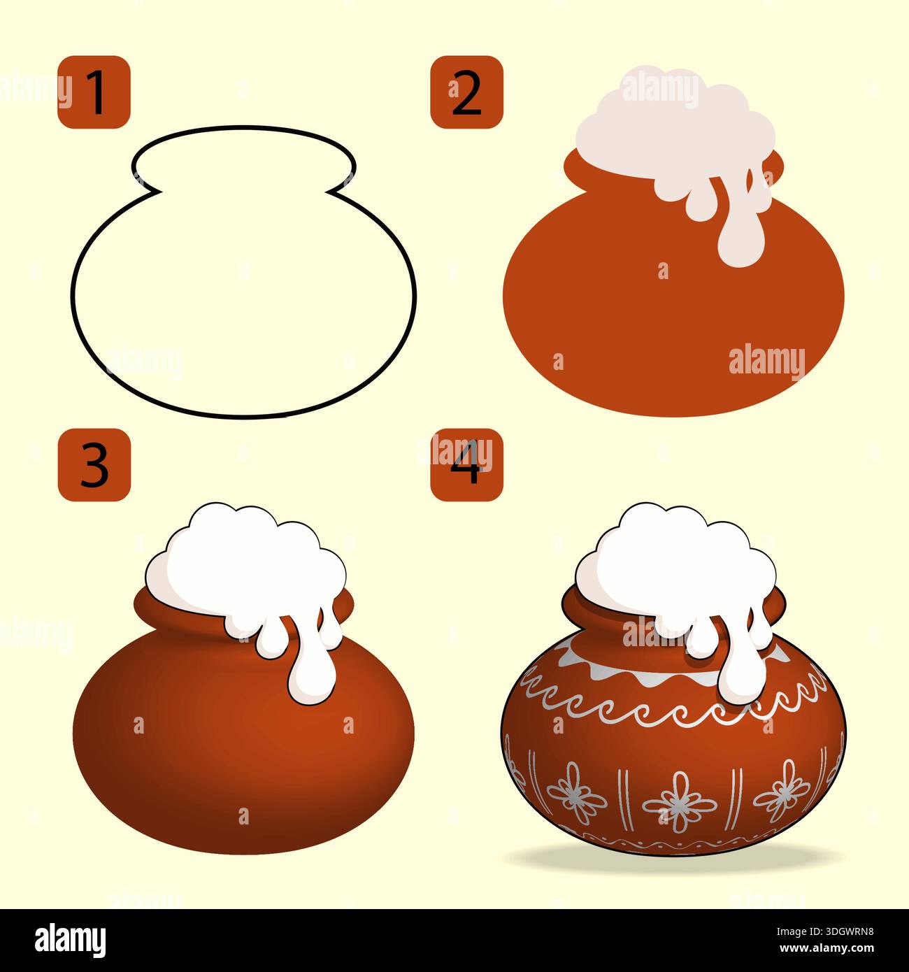 Pongal drawing steps hi-res stock photography and images - Alamy