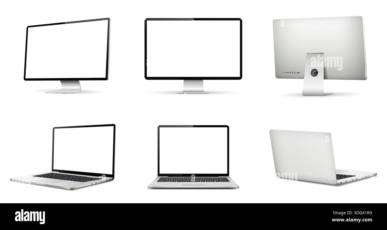 Realistic computer screen mockup. Laptop computer mockup different ...