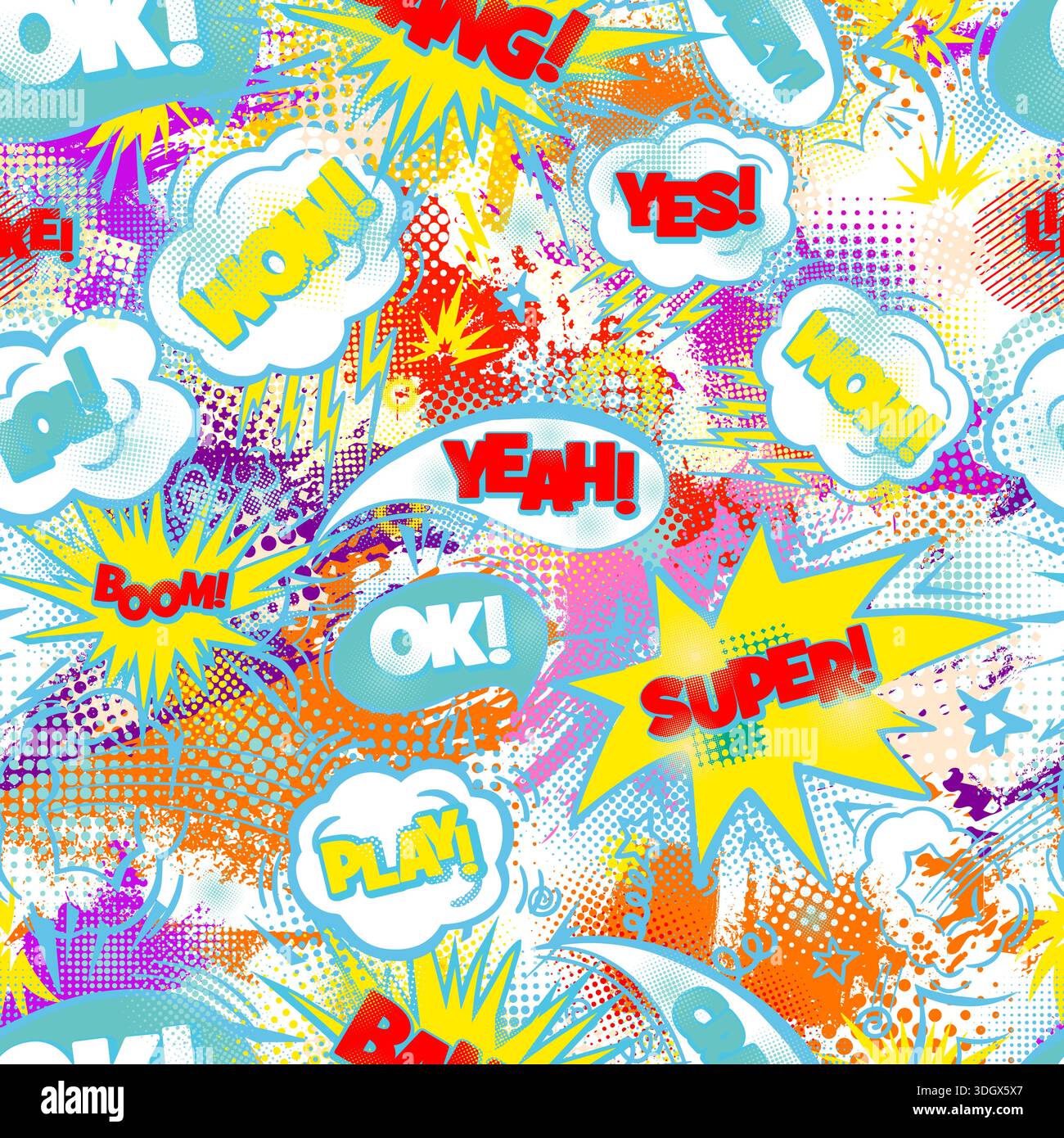 Seamless background with graffiti comics blots. Hand drawn. Not AI ...