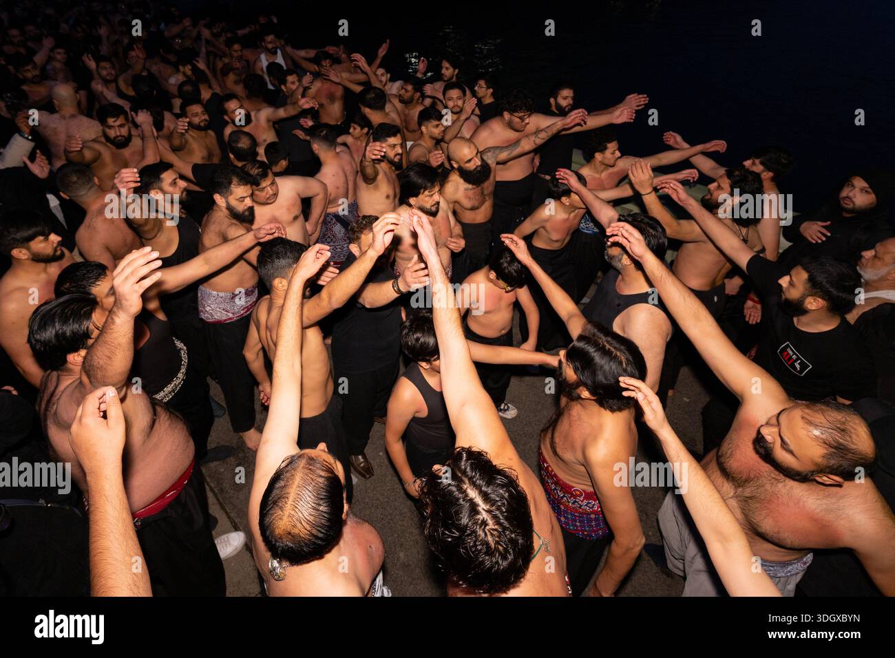 Worshippers seen beating themselves on the chest. Shia Muslims gathered ...