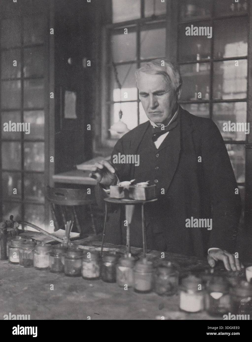 Thomas Edison in his Chemistry Laboratory. circa 1910 Stock Photo - Alamy