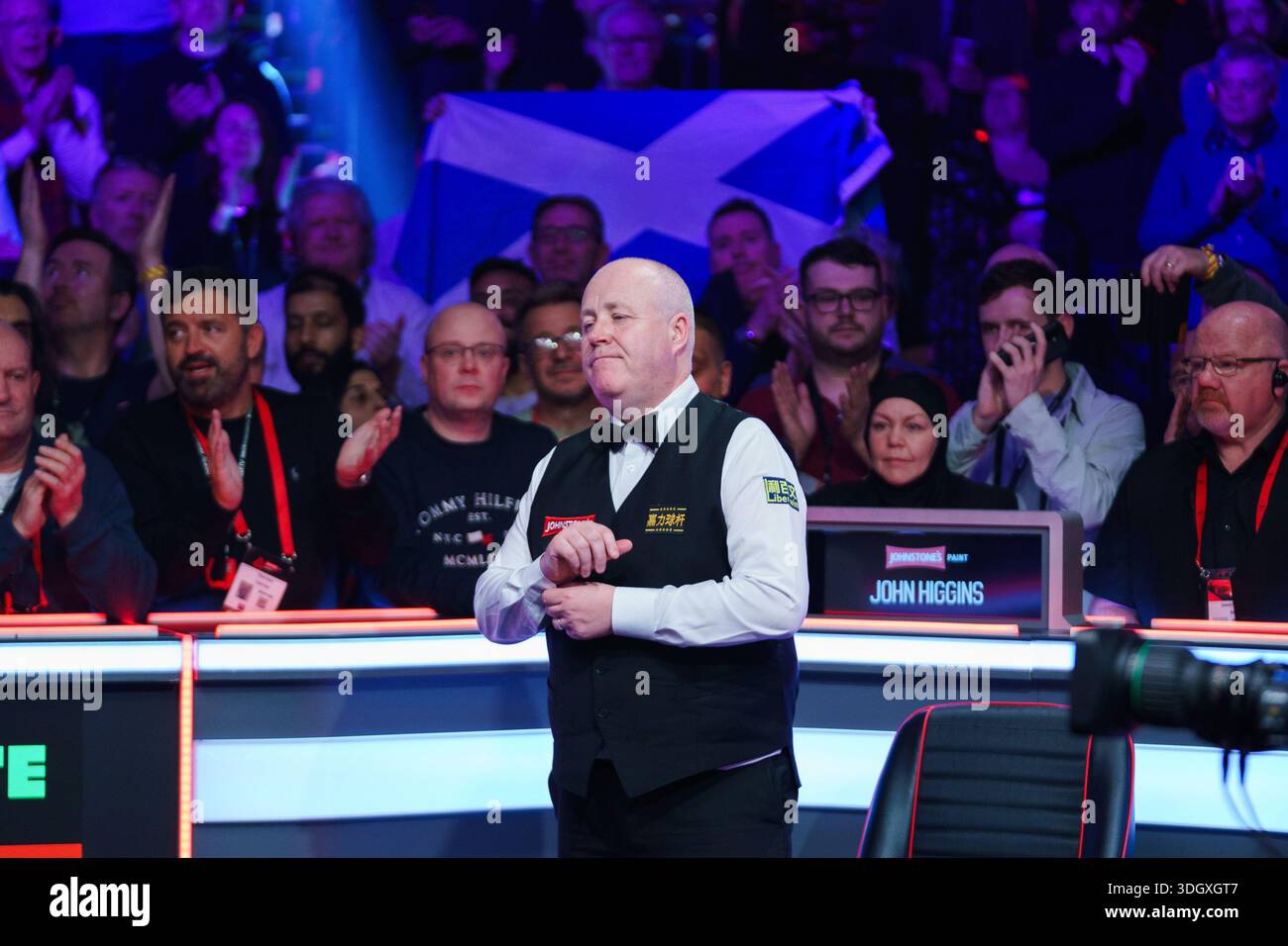 London, UK. 18th Jan, 2026. John Higgins looks dejected after losing ...