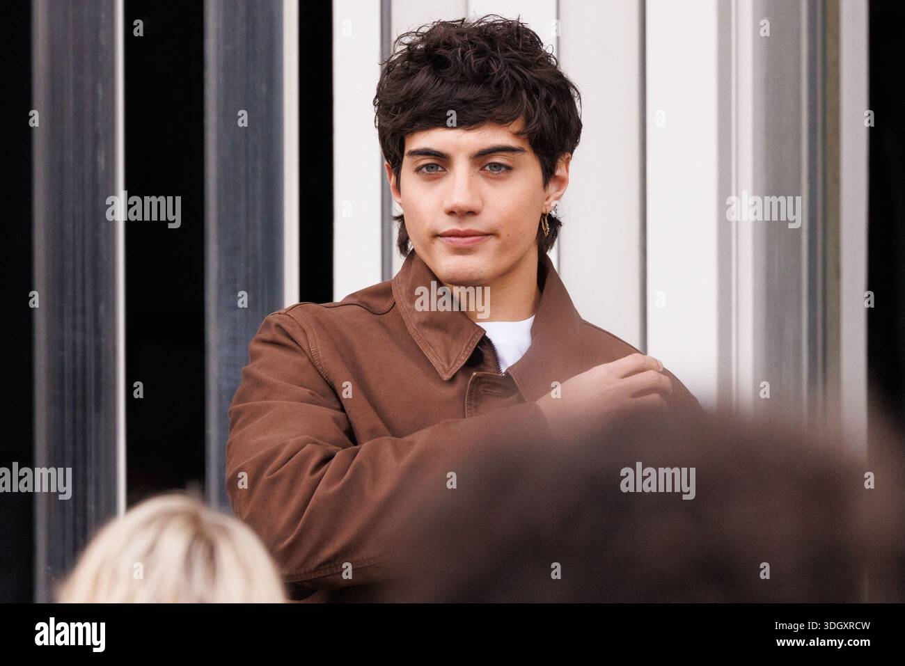 Nic Kaufmann arrive at the Prada fashion show during the Milan Fashion ...