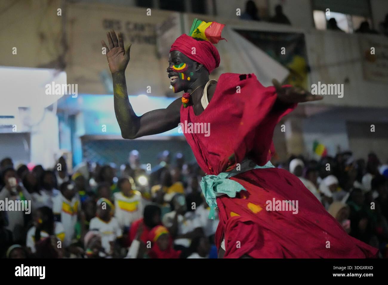 A senegal fan celebrates after Senegal won the Africa Cup of Nations in ...