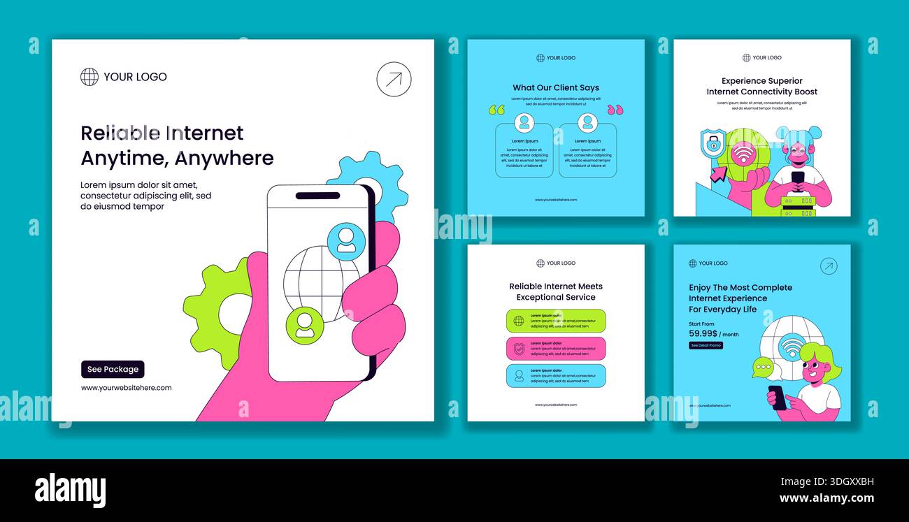 Internet Service Provider Flat Cartoon Hand Drawn Background ...