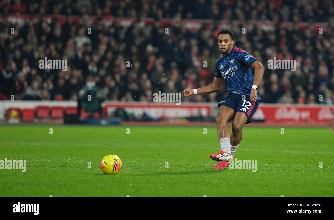 Jurrien Timber of Arsenal seen in action during the Premier league ...