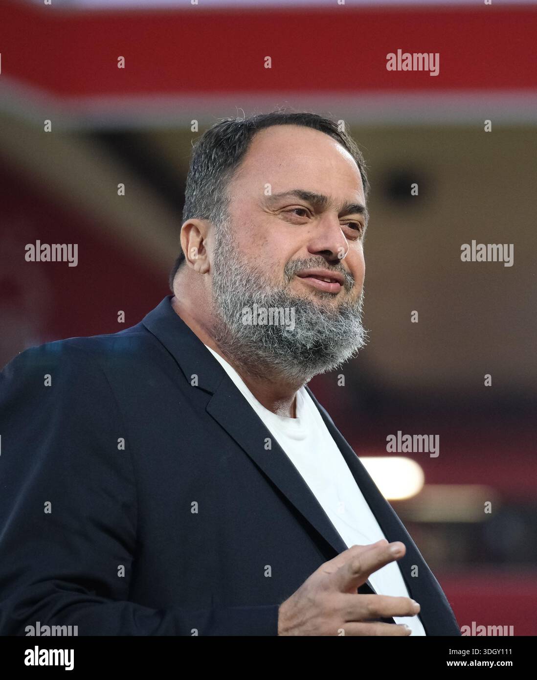 Nottingham Forest owner Evangelos Marinakis seen before the Premier ...
