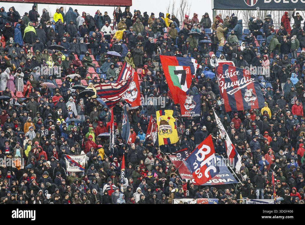 Bologna fans show their support during Bologna BFC vs ACF Fiorentina ...