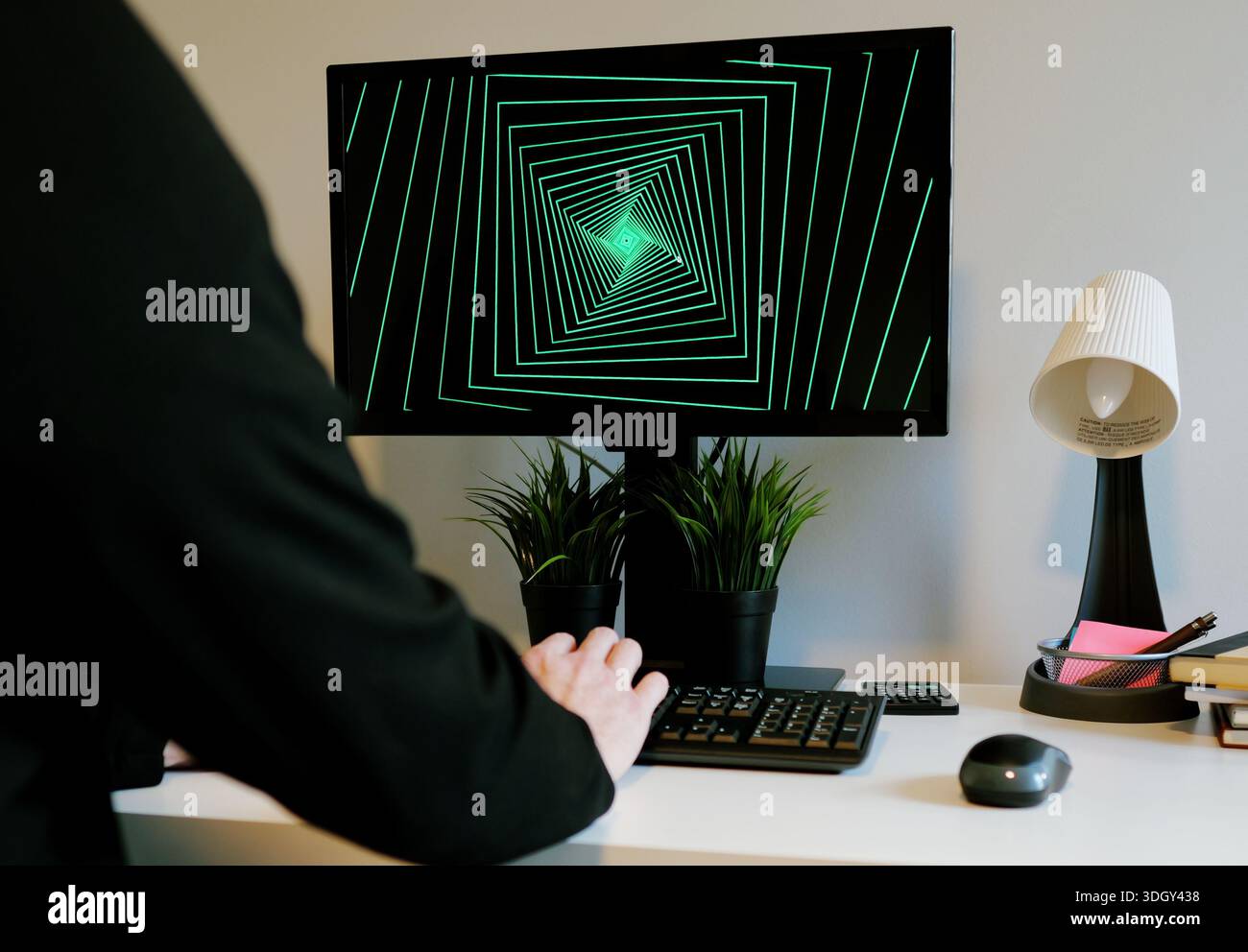 Black Hat Hacker Concept Compromising Green Terminal Mainframe Style ...