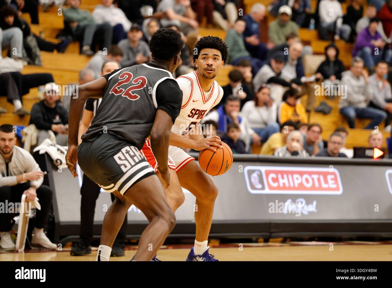 Spire Academy Alex Costanza (5) in action against Sunrise Christian ...