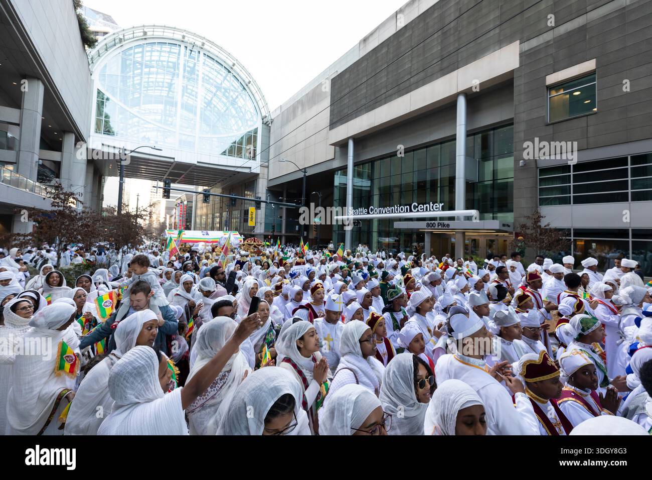 Seattle, Washington, USA. 18 January 2026. Congregants of the Ethiopian ...