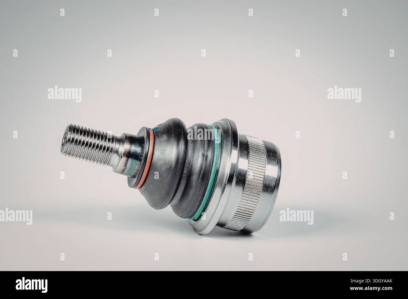 The image depicts a close-up view of a metallic threaded bolt with ...