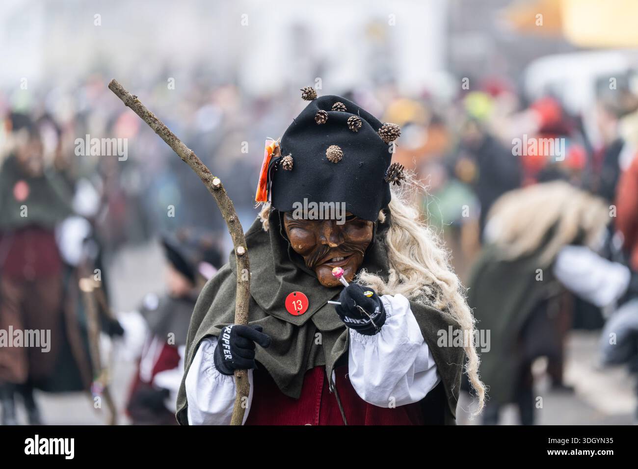 Sigmarswangen, Germany. 18th Jan, 2026. The jester figure "Jäkle" of ...