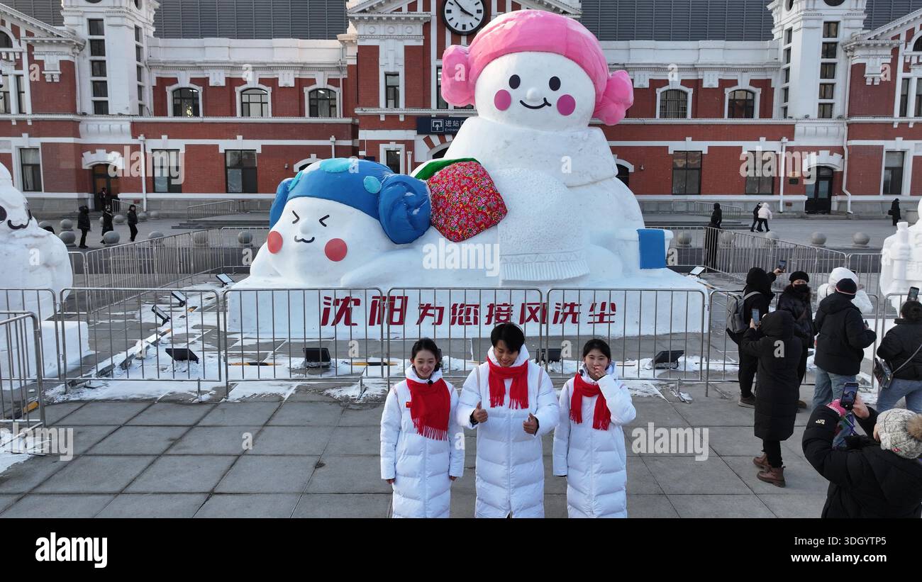 A group of snow sculptures debut in Shenyang City, northeast China's ...