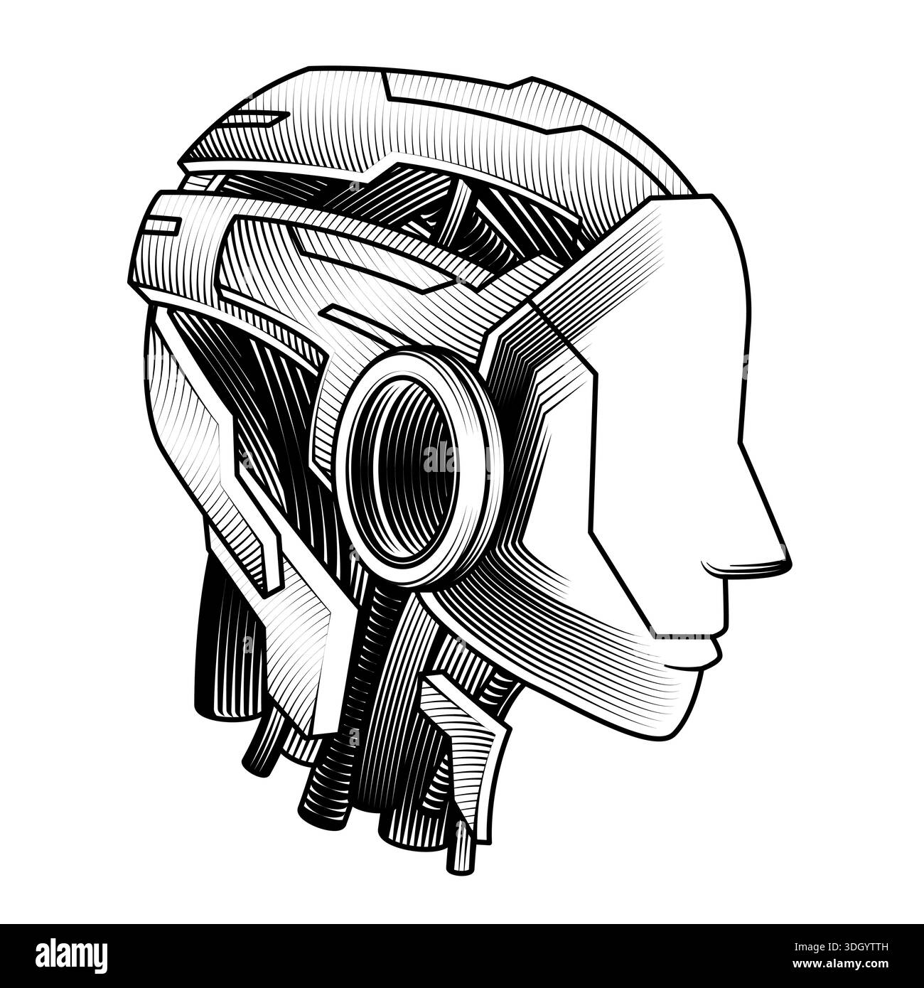 Man head in hand vintage Stock Vector Images - Alamy
