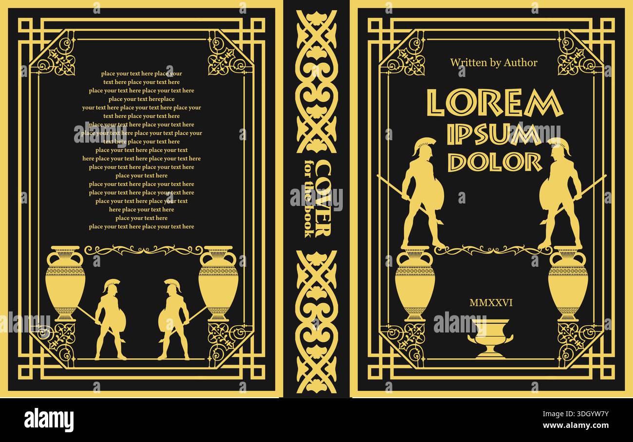 Book cover design featuring silhouettes of ancient greek warriors ...