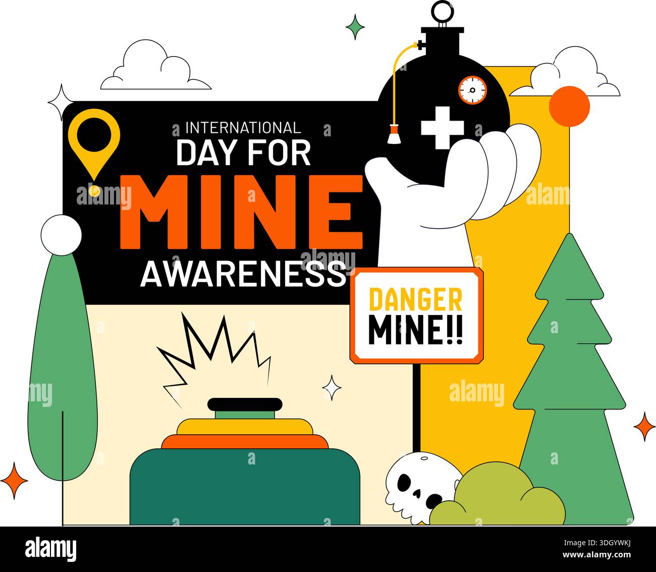 International Day For Mine Awareness Vector Illustration Promoting ...