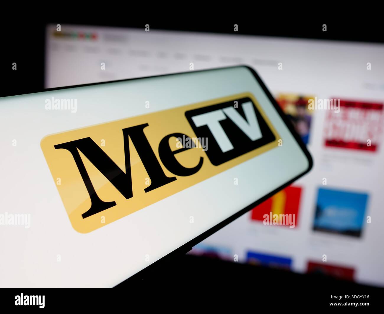 In this photo illustration, a smartphone with the logo of US broadcast ...