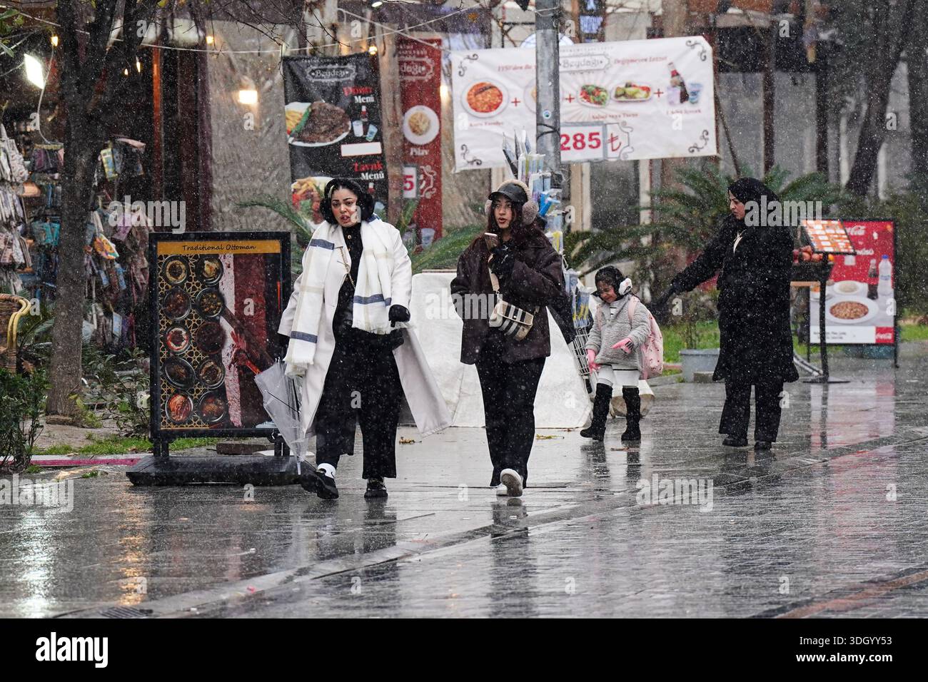 Istanbul, Turkey. 18th Jan, 2026. People walk along the streets during ...
