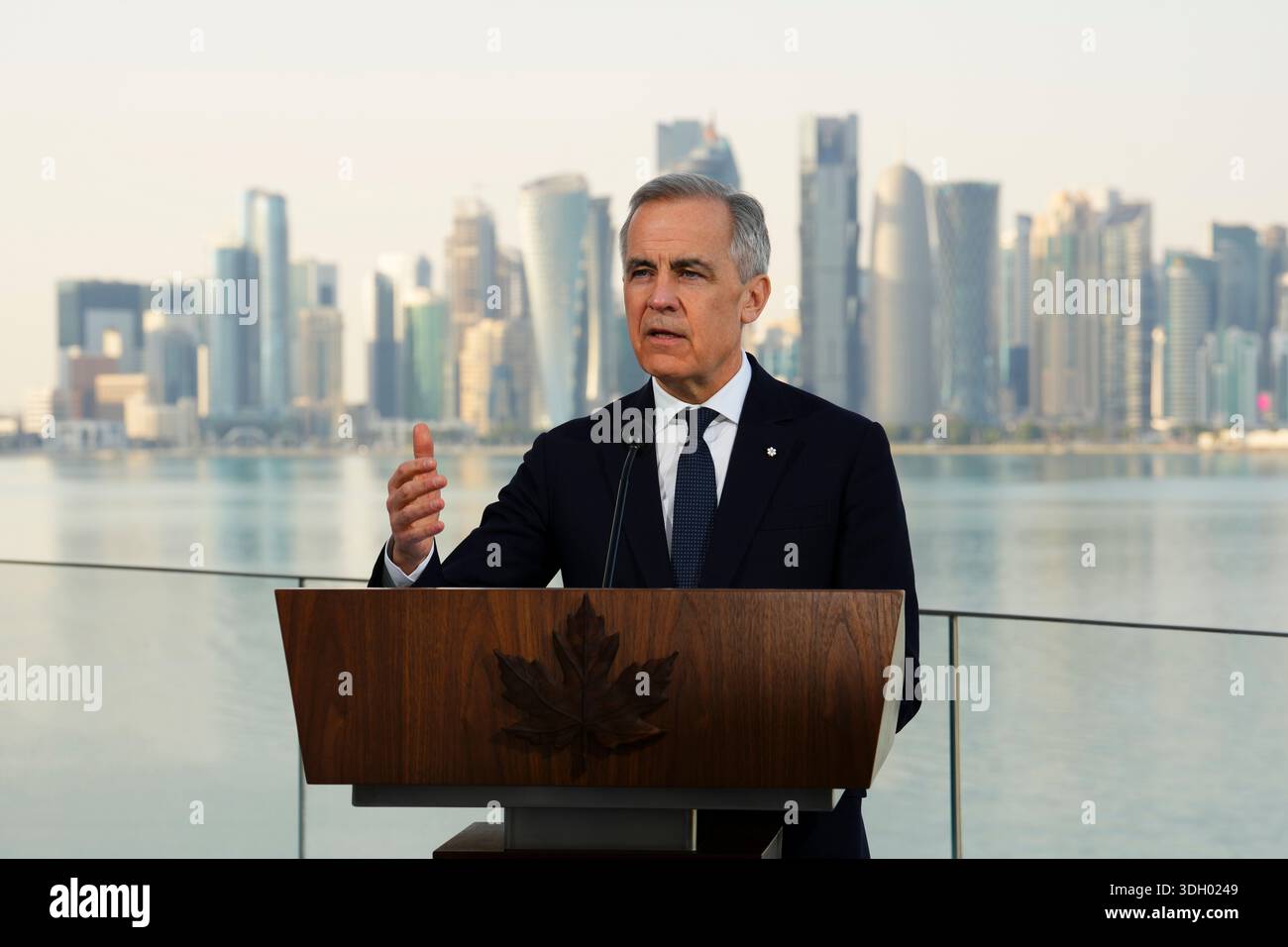 Doha, Qatar. 18th Jan, 2026. Prime Minister Mark Carney holds a press ...