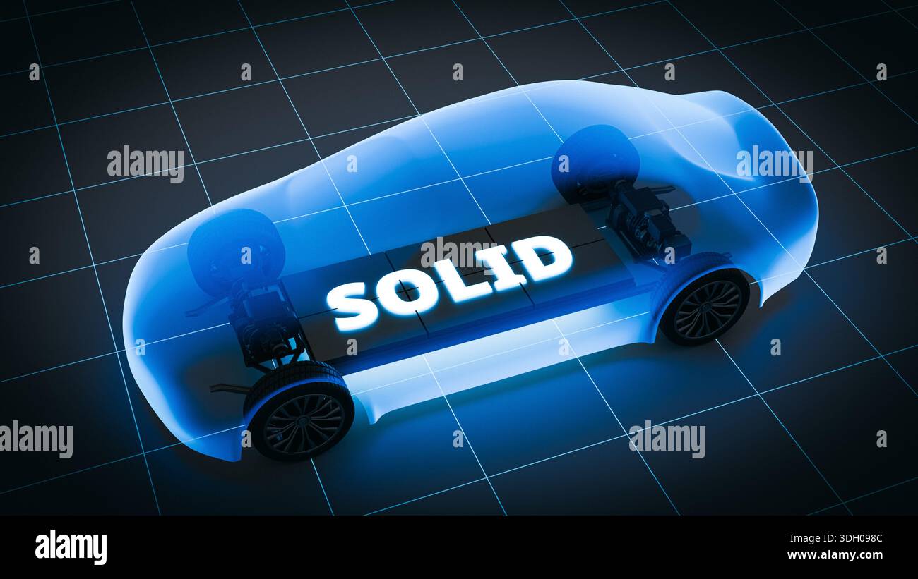 Future electric vehicle with solid state battery technology. 3d ...