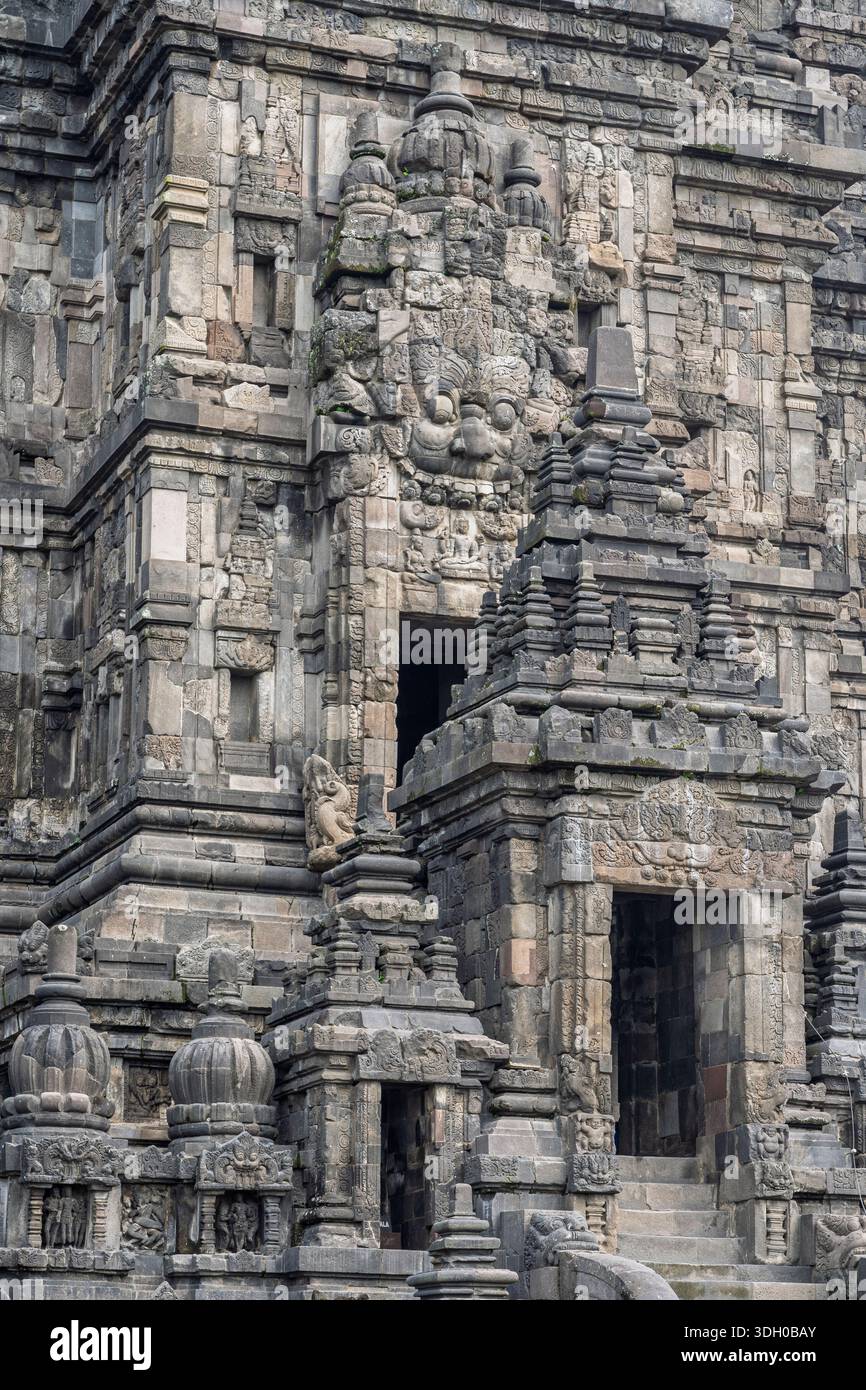 Vertical view of entrance of ancient hindu Shiva temple in Prambanan ...