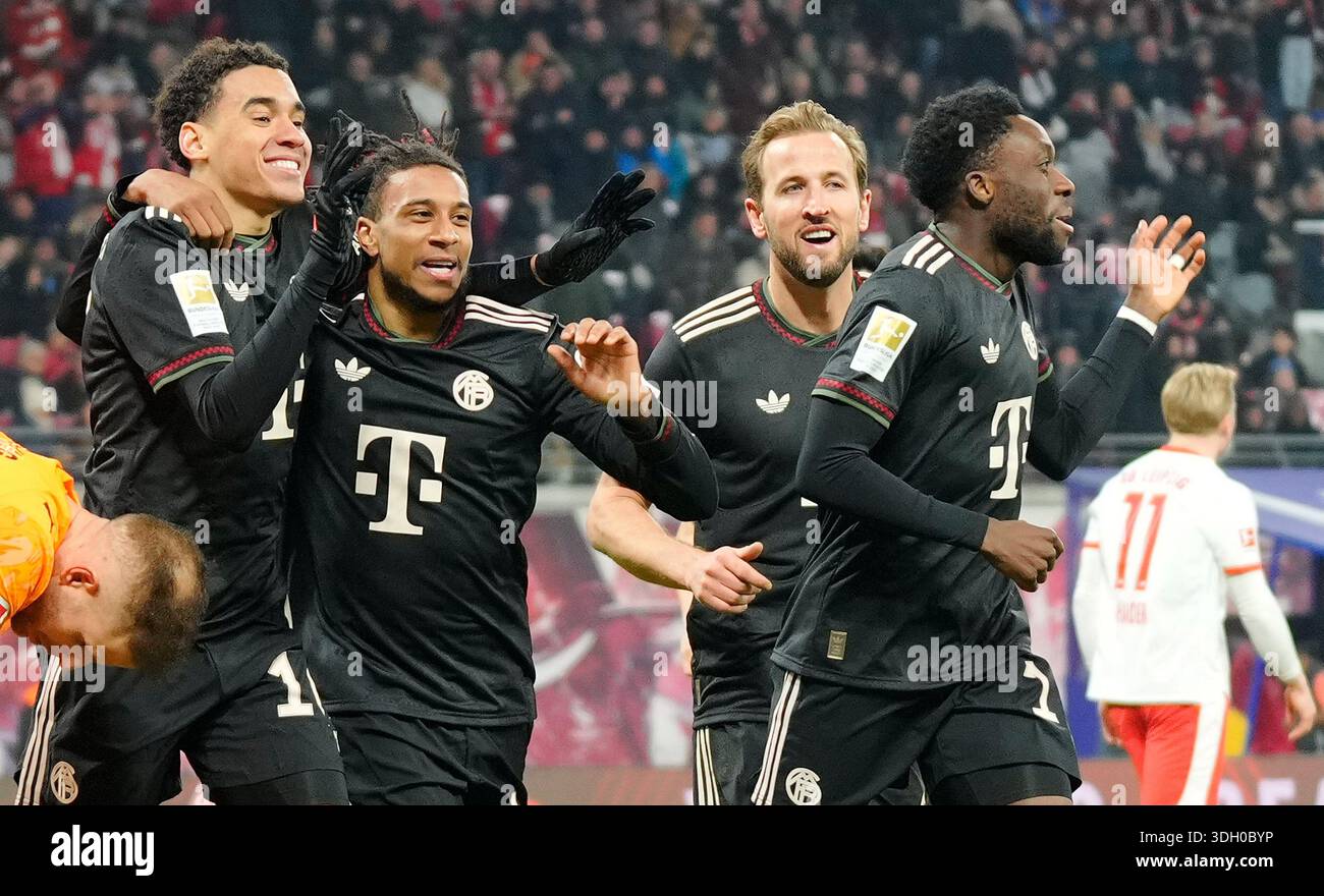 1:5 Goal, celebration, from the left Jamal Musiala, goal scorer Michael ...